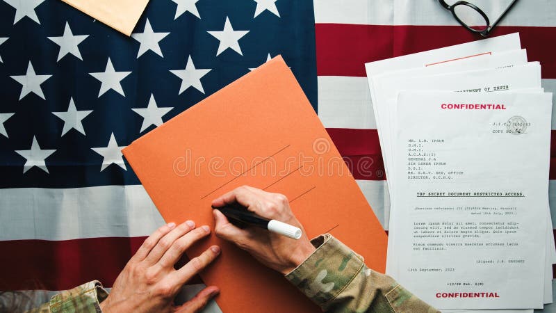 Folder with Top Secret Documents on Usa Flag. Stock Photo - Image of ...