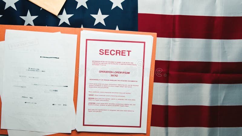 Folder with Top Secret Documents on Usa Flag. Stock Photo - Image of ...