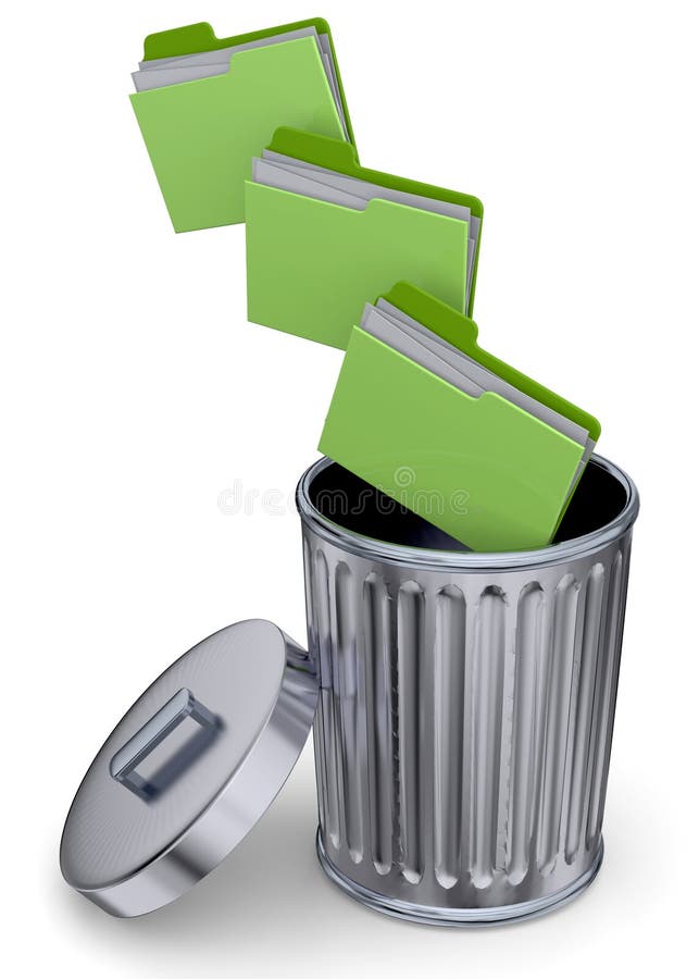 Folder in the Trash - 3D stock illustration. Illustration of waste ...