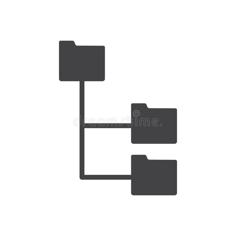 Folder Tree Icon Flat Simple Outline Set Stock Vector - Illustration of ...