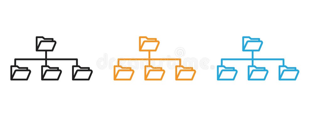 Folder Tree Icon Thin Line Illustration Set Stock Vector - Illustration ...