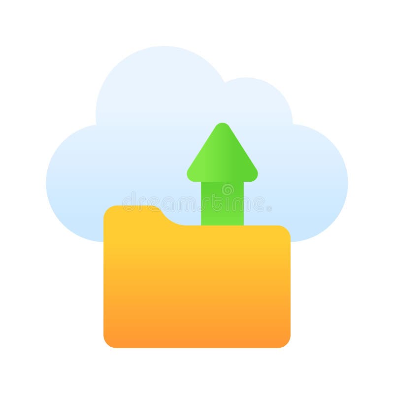 Folder with Upward Arrow and Cloud Denoting Concept Icon of Cloud Data ...