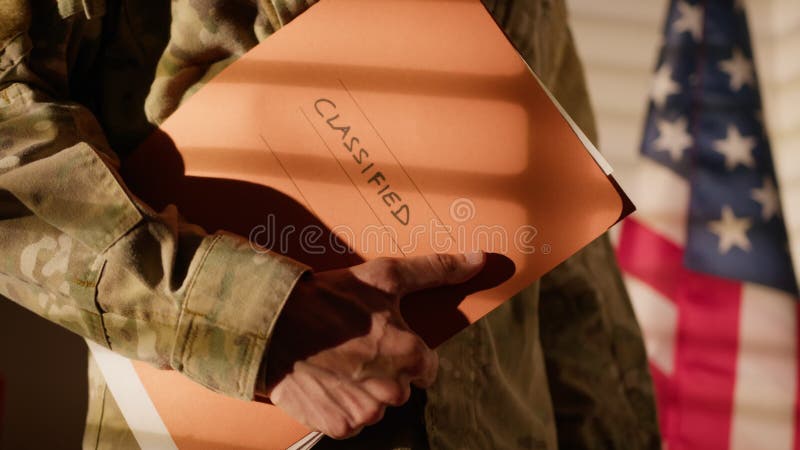 Folder of Confidential Documents a US Army Officer Stock Footage ...