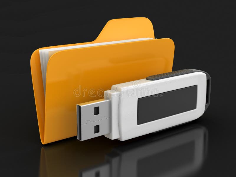 Folder and USB Flash (clipping Path Included) Stock Illustration ...