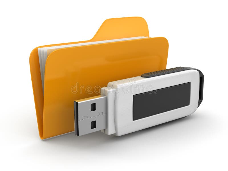 Folder and USB flash stock illustration. Illustration of ideas - 51920267