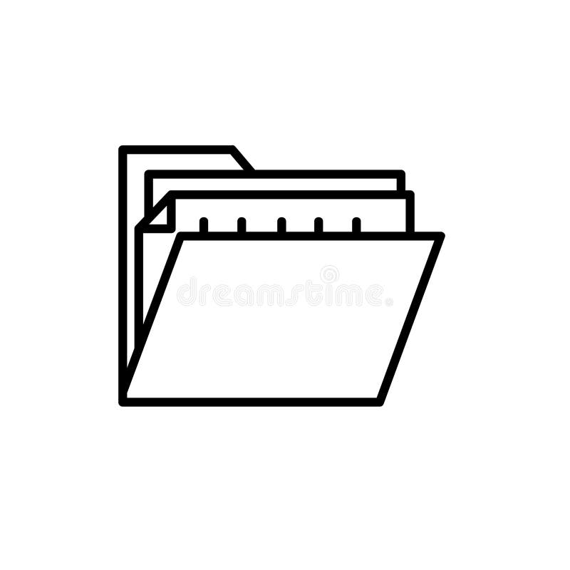 Folder Vector Icon, Outline Style, Isolated on White Background. Stock ...