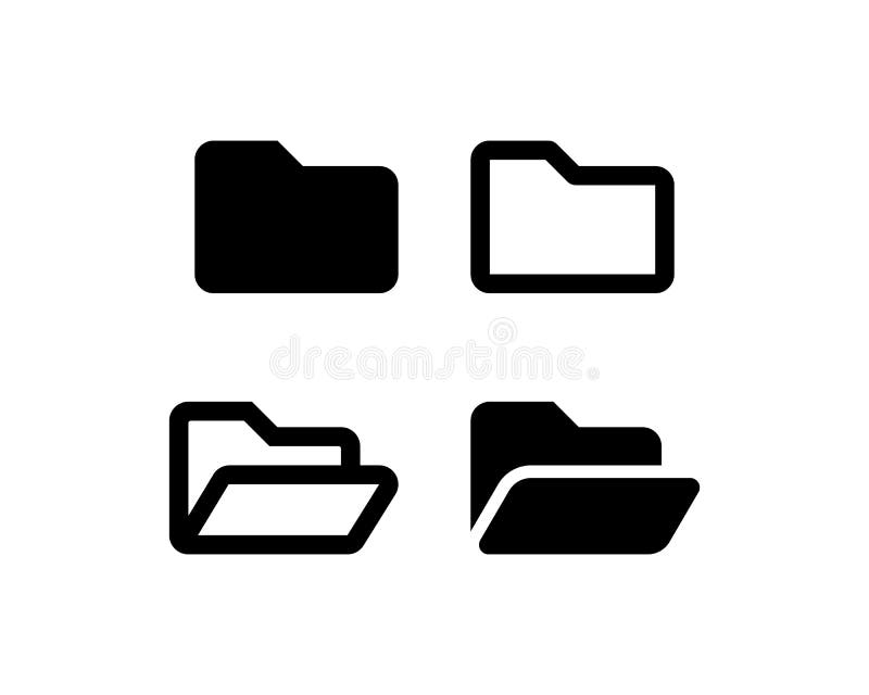 Folder Vector Icons Set. Folders Symbols in Four Styles Isolated ...