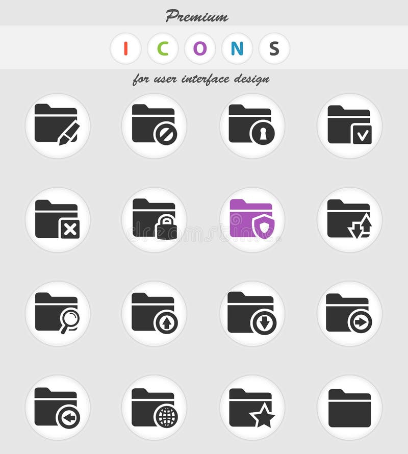 Folder icon set stock vector. Illustration of information - 122804575