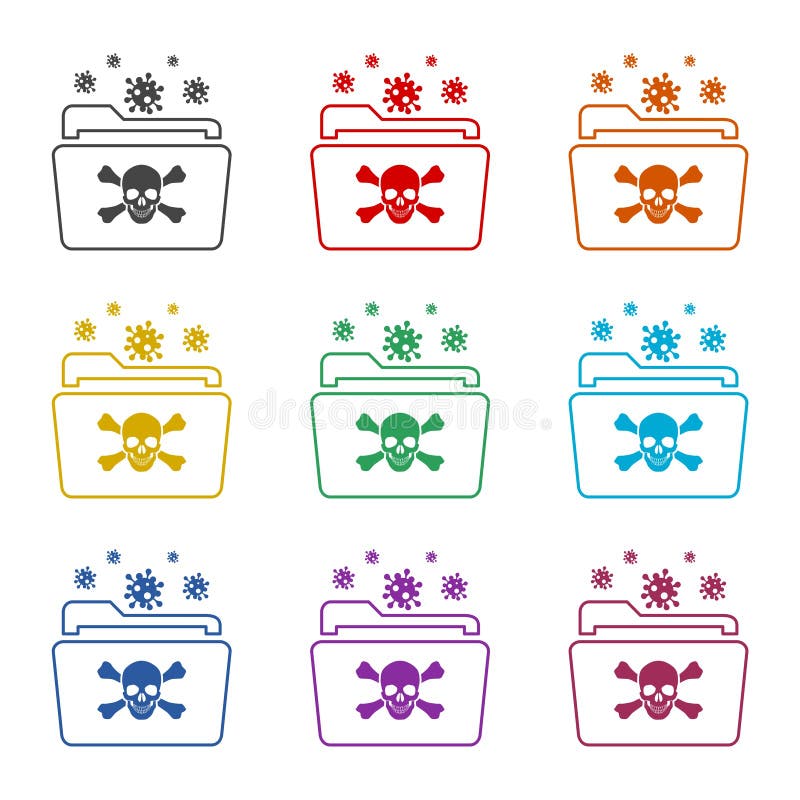 Folder Virus Color Icon Set Stock Vector - Illustration of information ...