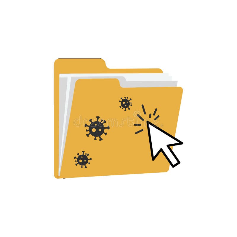 Folder with Virus Symbols and Cursor in Flat Vector Art Stock Vector ...
