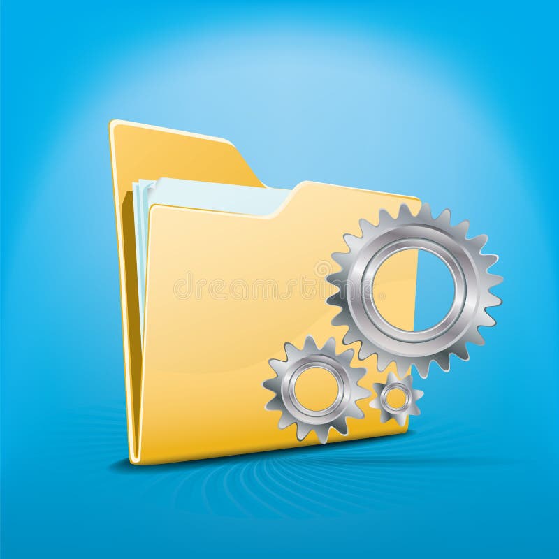 Folder Icon with Gear Wheel Stock Illustration - Illustration of sign ...