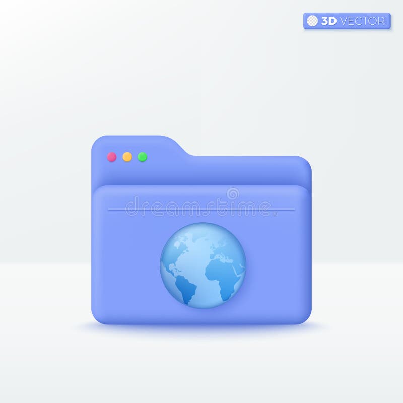 Folder with WORLD Icon Symbol. Information Online Portfolio for ...