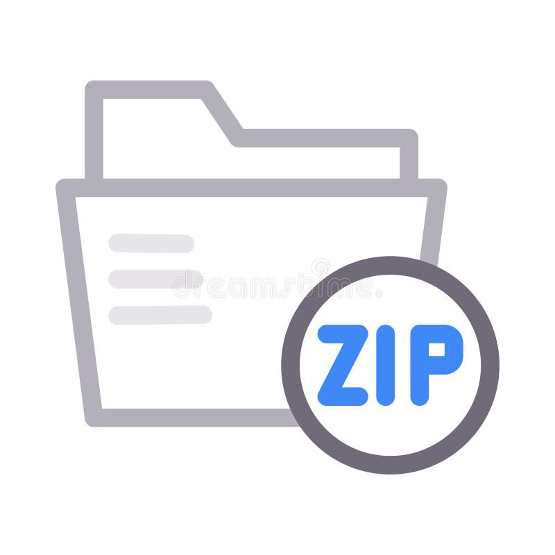 Folder Zip Vector Color Line Icon Stock Vector - Illustration of color ...