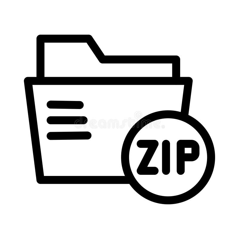 Folder Zip Vector Thin Line Icon Stock Illustration - Illustration of ...