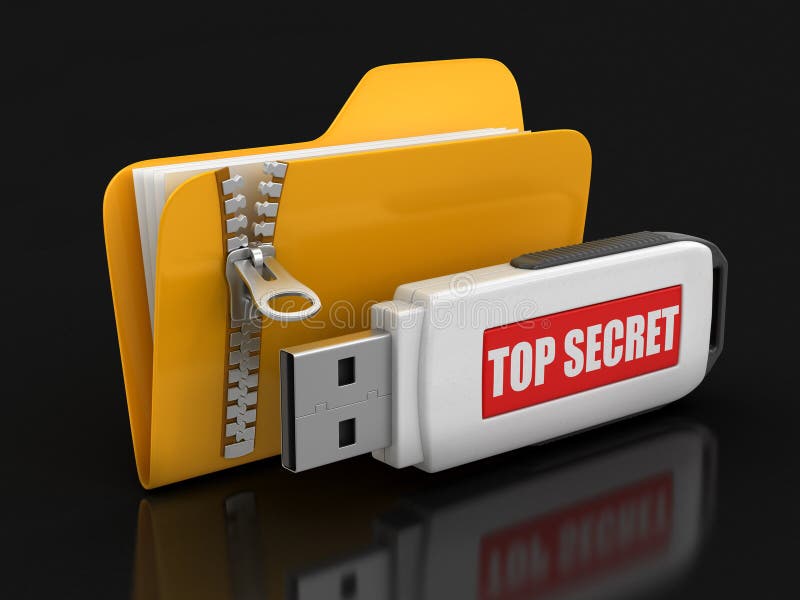 Folder with Zipper and USB Flash Top Secret Stock Illustration ...