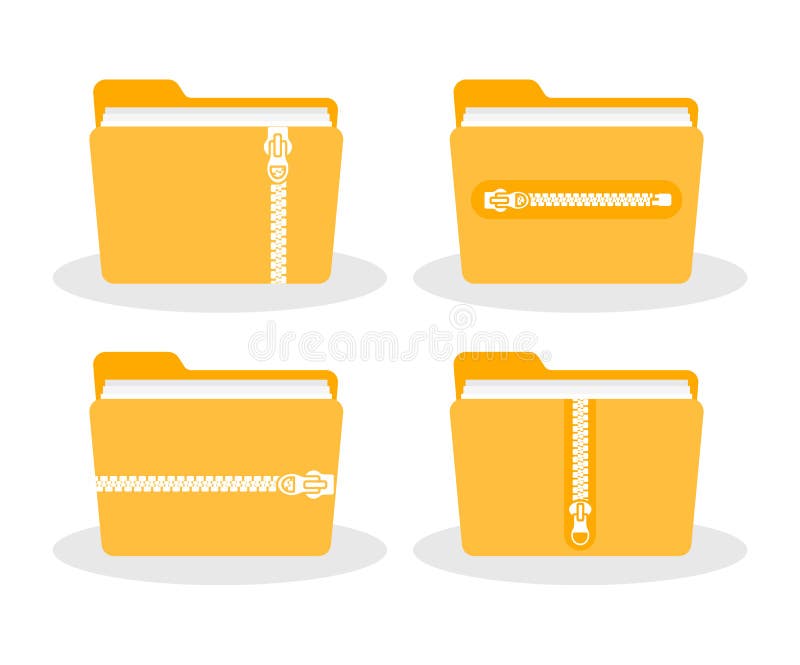 Folder with Zipper. Zip Folder Icon Stock Illustration - Illustration ...