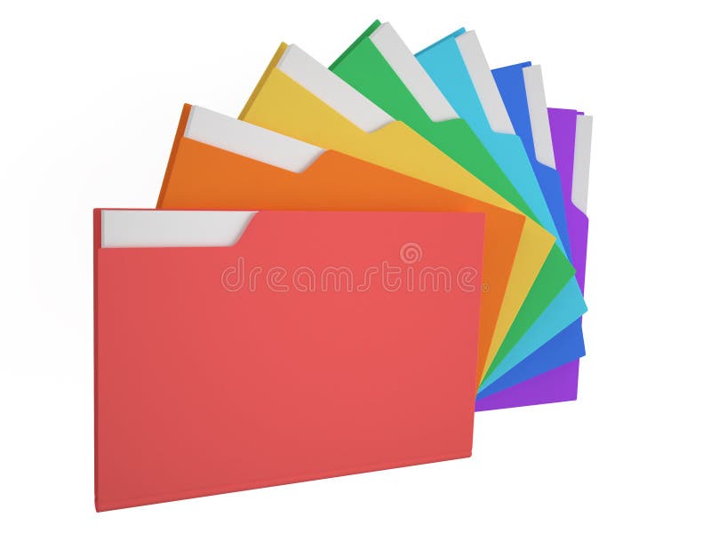 Folders colored row stock illustration. Illustration of color - 48717950