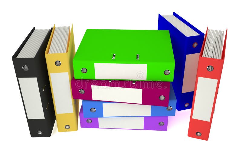 Folders colored row stock illustration. Illustration of color - 48717950