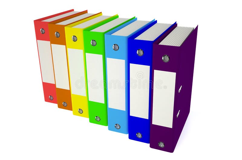 Folders colored row stock illustration. Illustration of color - 48717950