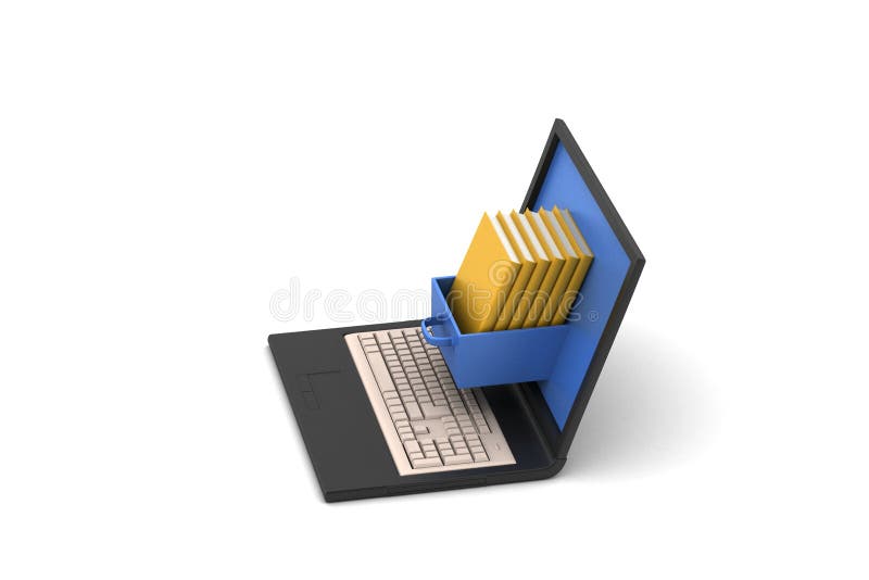 Folders Connected To a Computer Stock Photo - Image of isolated ...