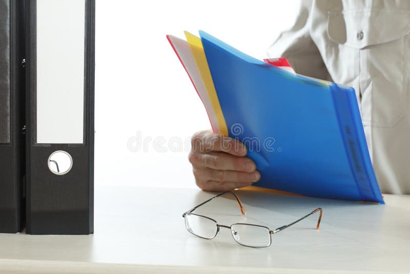 Folders on desk stock image. Image of colleague, education - 32663101