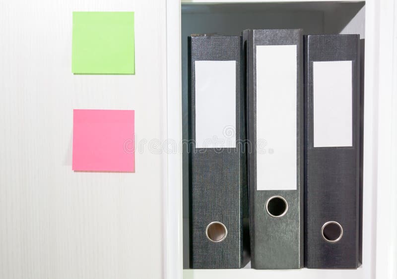 Folders For Documents On A Book Shelf Stock Image - Image of bookcase ...
