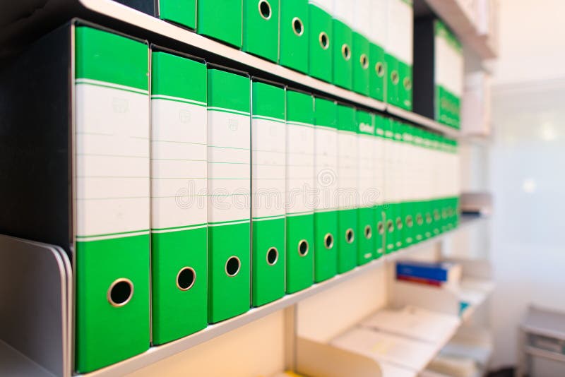 Folders with Documents on Office Shelves Stock Image - Image of ...