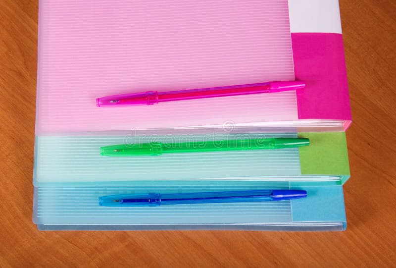 Folders for Documents, and Pens Stock Image - Image of ballpen ...
