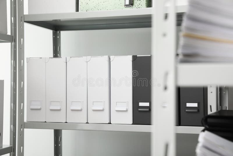 Folders with Documents on Shelf Stock Image - Image of papers, economy ...