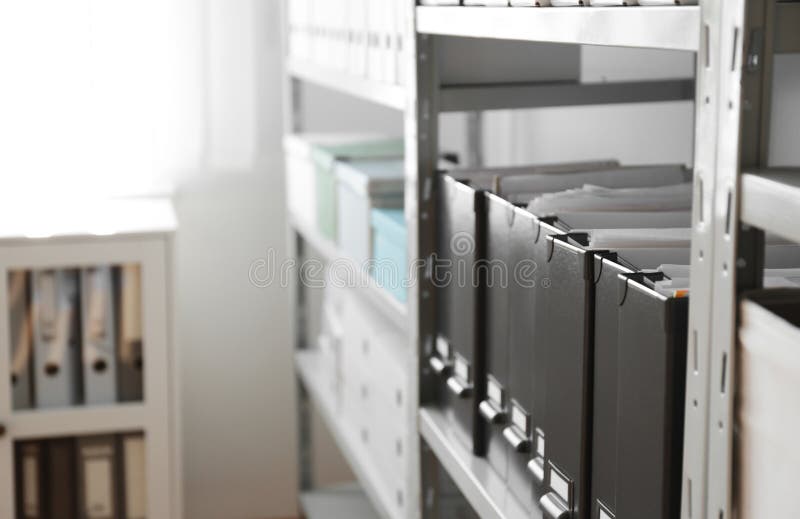 Folders with Documents on Shelf in Archive Stock Photo - Image of ...