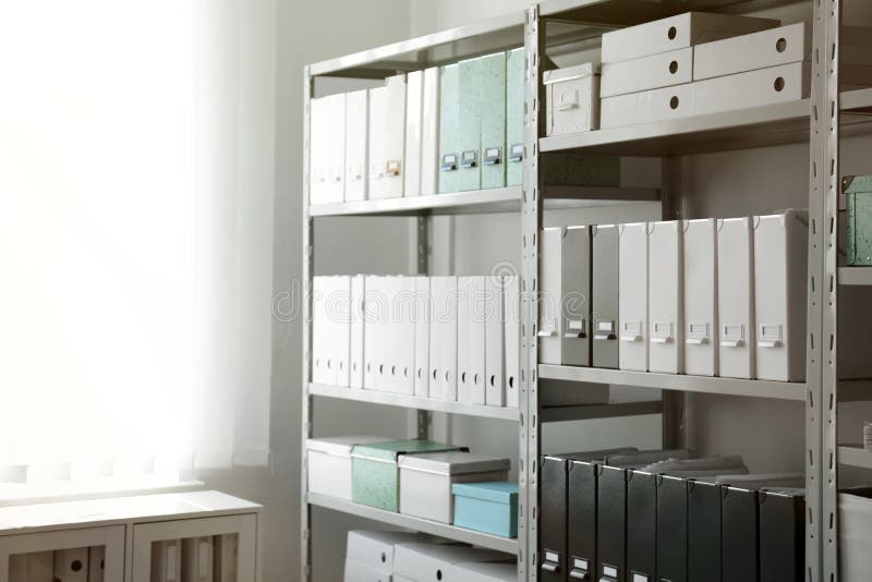 Folders with Documents on Shelves Stock Photo - Image of historical ...