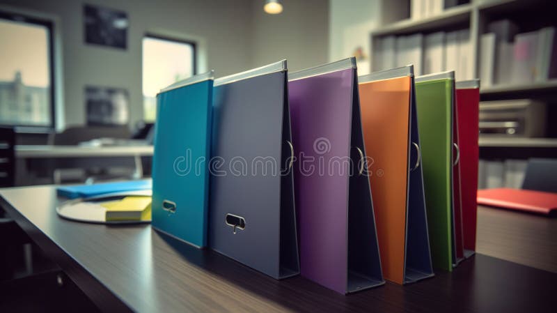 Folders with Documents on Table in Archive. AI Generative Stock ...