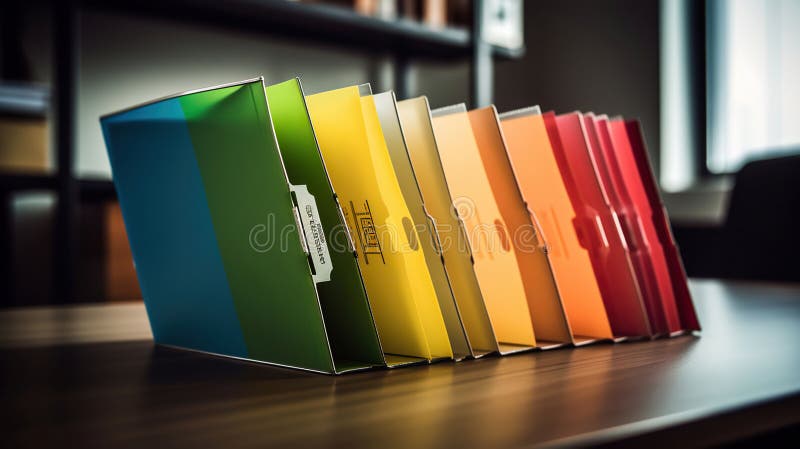 Folders with Documents on Table in Archive. AI Generative Stock ...