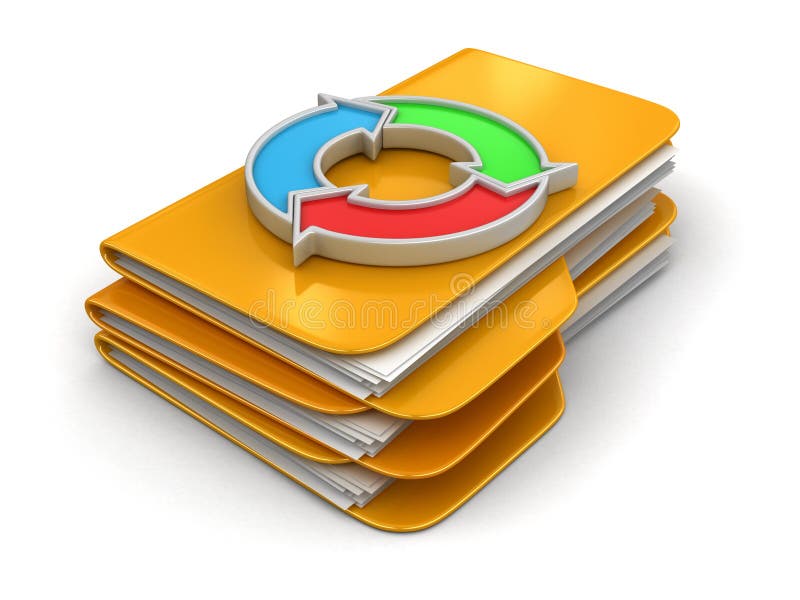 Folders and Files with Circular Graph Stock Illustration - Illustration ...