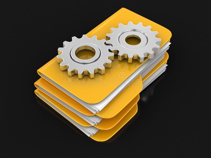 Folders and Files with Hard Drive Stock Illustration - Illustration of ...