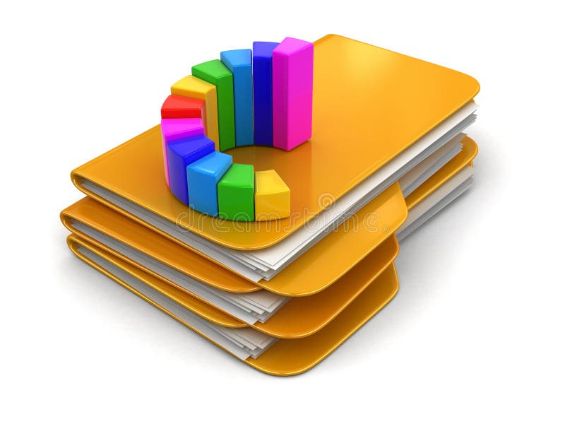Folders and Files with Graph Stock Illustration - Illustration of file ...