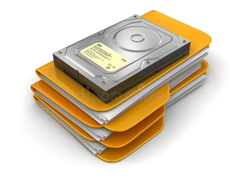 Folders and Files with Hard Drive Stock Illustration - Illustration of ...