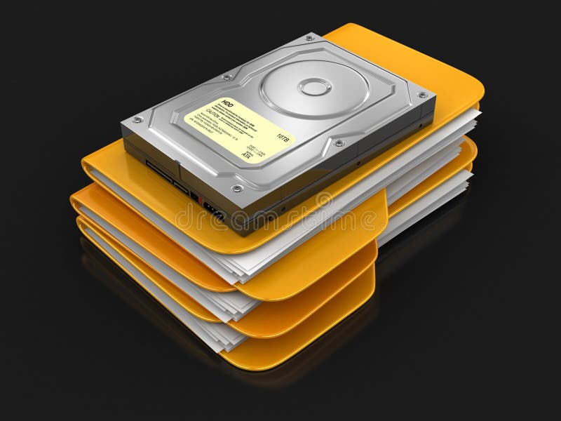 Folders and Files with Hard Drive Stock Illustration - Illustration of ...