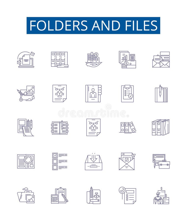 Folders And Files Line Icons Signs Set Design Collection Of Folders