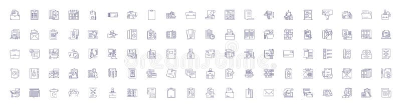 Folders And Files Line Icons Signs Set Design Collection Of Folders