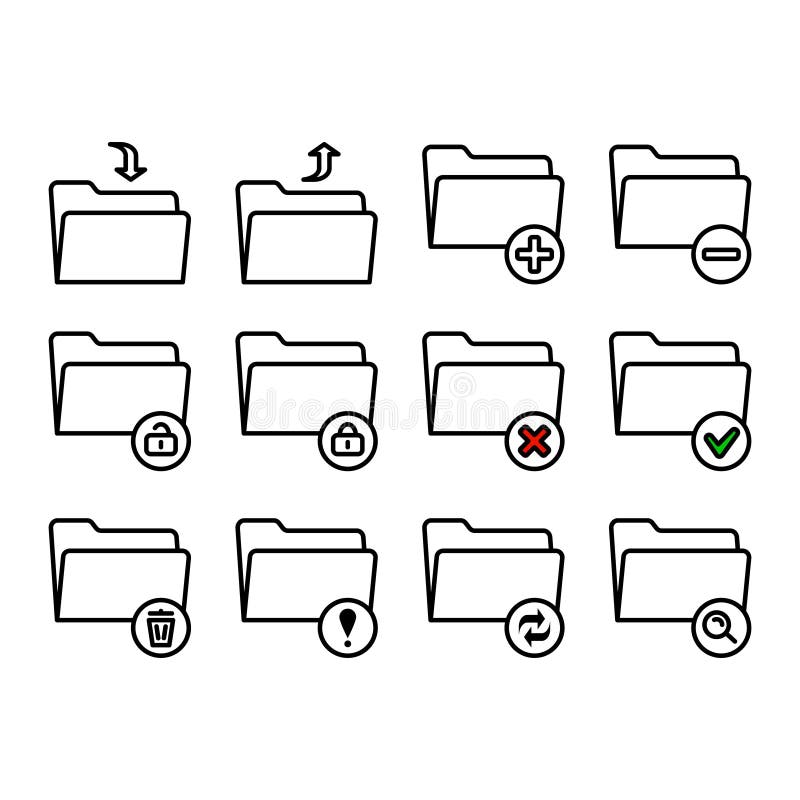 Folders icon set stock vector. Illustration of business - 179982358