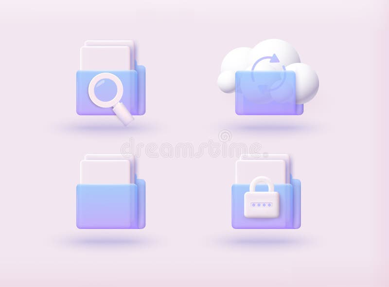 Folders Icon Wit Different Types of Elements. Cloud Storage, Lock and ... Folders Icon Wit Different Types of Elements. Cloud Storage, Lock and ...
