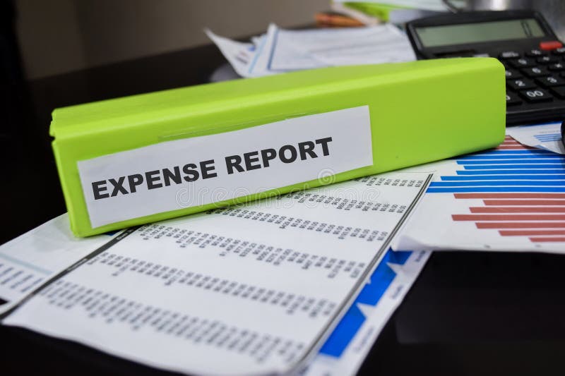 Folders with the Label Expense Report. Business Management Concept ...