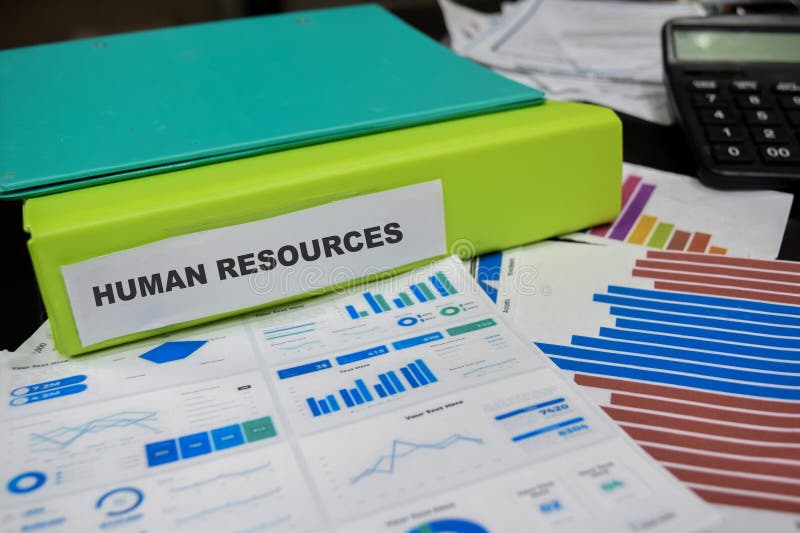 Folders with the Label Human Resources. Business Management Concept ...
