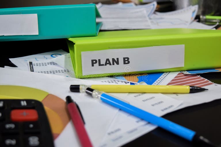 Folders with the Label Plan B. Business Management Concept Stock Photo ...