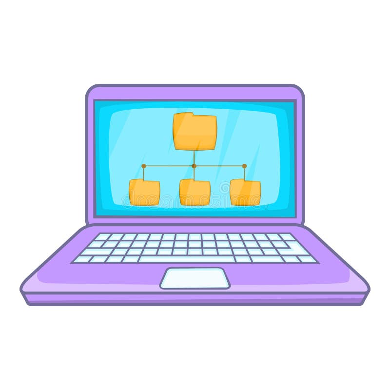 Folders on Laptop Screen Icon, Cartoon Style Stock Vector ...