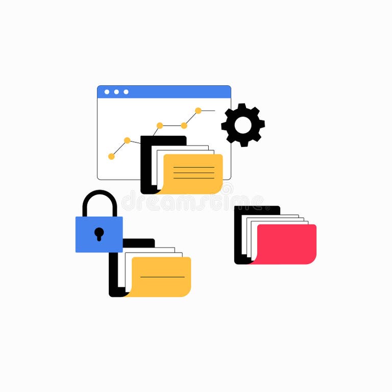 Folders and Lock Symbolizing Data Security, Document Management, and ...