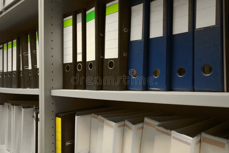 Folders Organized in a Shelf Stock Image - Image of shelves, news ...