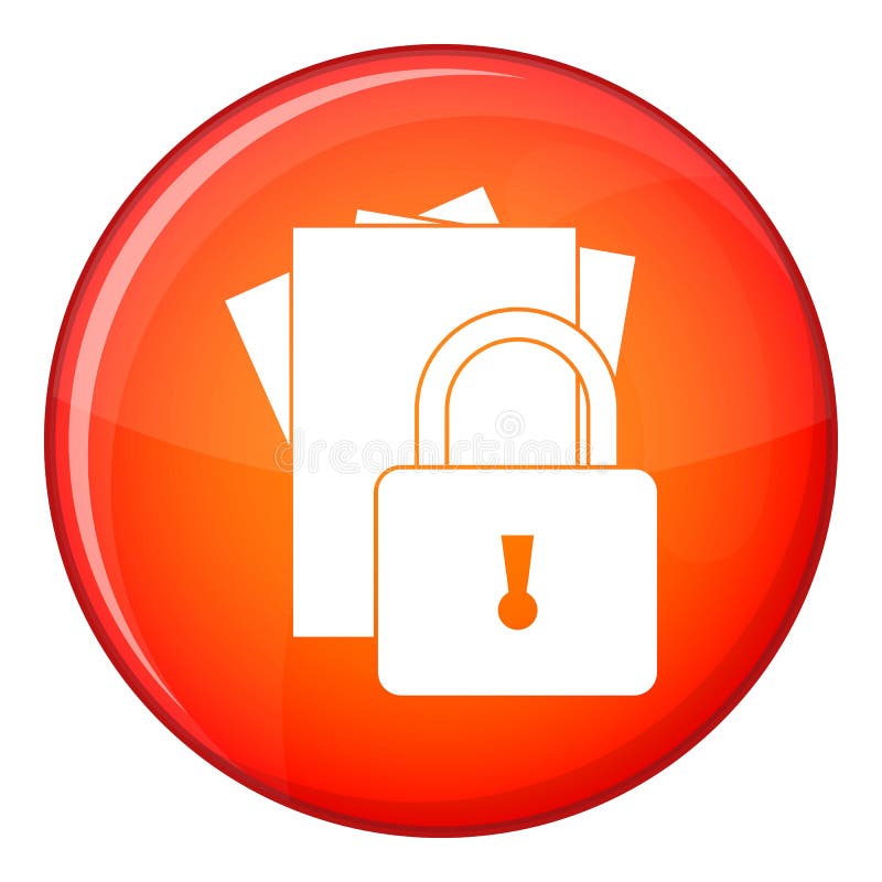 Folders with Padlock Icon, Flat Style Stock Vector - Illustration of ...