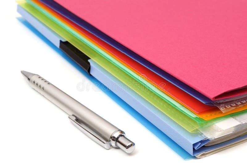 Folders,paper and pen stock image. Image of task, folder - 37644989